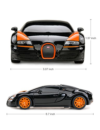 RASTAR RC Car | 1:24 Bugatti Veyron 16.4 Grand Sport Vitesse Radio Remote Control Racing Toy Car Model Vehicle, Black/Orange