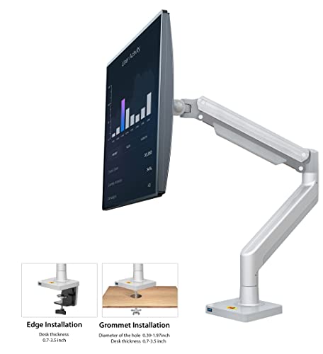 NB North Bayou Monitor Arm Ultra Wide Full Motion Swivel Monitor Mount for 22''-40'' Monitors with Load Capacity from 4.4 to 30lbs Height Adjustable Monitor Stand G40-S (Sliver)