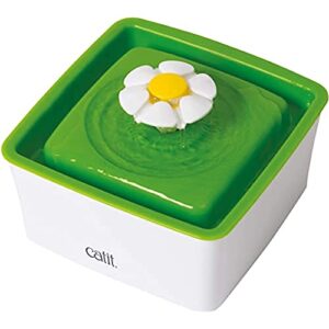 catit 2.0 mini flower drinking fountain – cat water fountain with triple filter and ergonomic drinking options,green