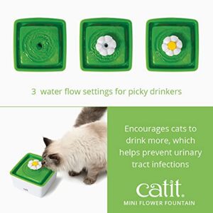 Catit 2.0 Mini Flower Drinking Fountain – Cat Water Fountain with Triple Filter and Ergonomic Drinking Options,Green