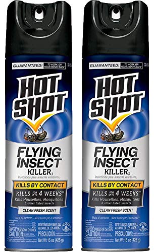 Hot Shot, (Pack of 2 Flying Insect Killer3 (Aerosol), Clean Fresh Scent, 15 Ounce