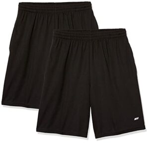 amazon essentials men's performance tech loose-fit shorts (available in big & tall), pack of 2, black, x-large