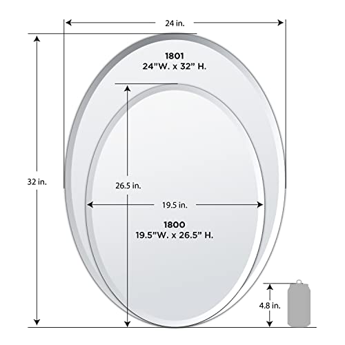 Gatco Beveled Easy Mount Mirror, 32" H x 24" W, Silver