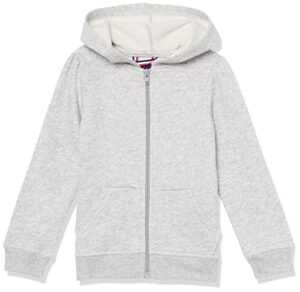 french toast girls zip front fleece hoodie school uniform coat, heather gray, 7 8 us