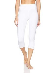 splendor flying women's yoga capri legging inner pocket non see-through fabric leggings, sfv074 white, large