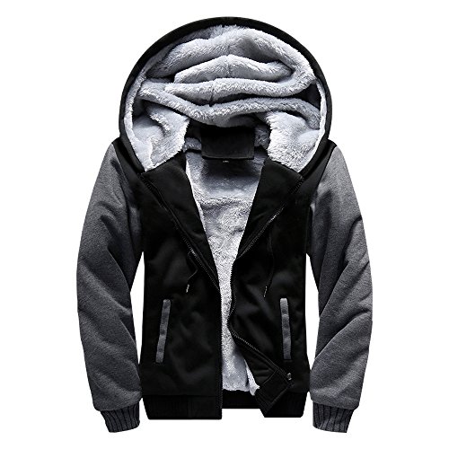 MANLUODANNI Men's Casual Hooed Hoodies Thick Wool Warm Winter Jacket Coats Black XXXL