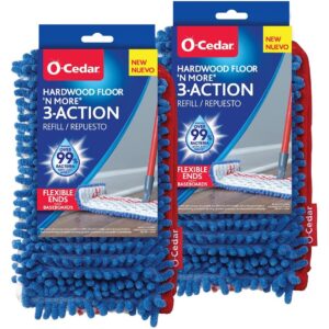 o-cedar dual action microfiber flip mop refill, dust/microfiber flat mop refill, 1 ct (pack of 2) …