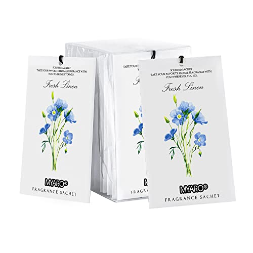 MYARO 12 Packs Linen Scented Sachets for Drawer and Closet, Long-Lasting Sachets Bags Air Freshener Fresh Scents, Potpourri Bags Home Fragrance Sachet for Lover