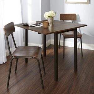 Silverwood Owen 3-Piece Industrial Wood and Metal Dining Set Table and Chairs, 36" x 36" x 30", Brown