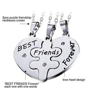 OIDEA Sets of 3pcs Stainless Steel Friendship Best Friends Forever Messages Puzzle Necklaces for Mother's Day Gifts,with Chains Included