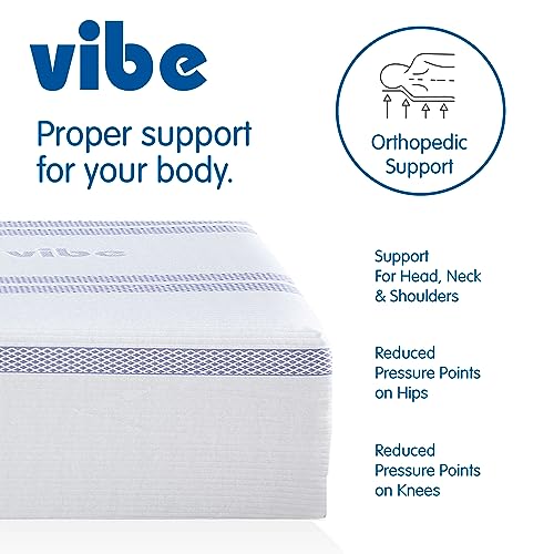 Vibe Gel Memory Foam Mattress, 12-Inch CertiPUR-US Certified Bed-in-a-Box, Queen, White