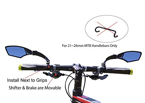 Hafny NEW Handlebar Bike Mirror, HD,Blast-resistant, Glass Lens, HF-MR095 (Anti-glare left)