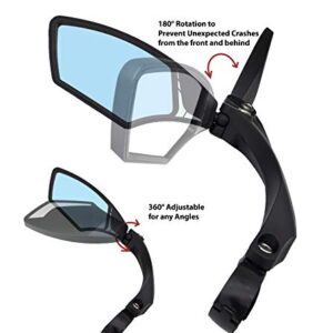 Hafny NEW Handlebar Bike Mirror, HD,Blast-resistant, Glass Lens, HF-MR095 (Anti-glare left)