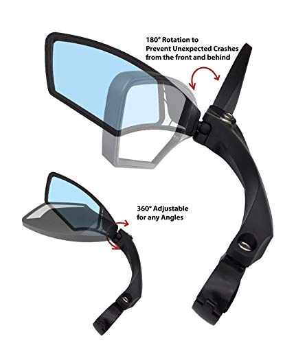 Hafny NEW Handlebar Bike Mirror, HD,Blast-resistant, Glass Lens, HF-MR095 (Anti-glare left)