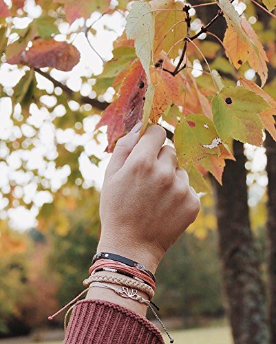 Pura Vida Solid Coral Bracelet - Handcrafted with Iron-Coated Copper Charm - Wax-Coated, 100% Waterproof