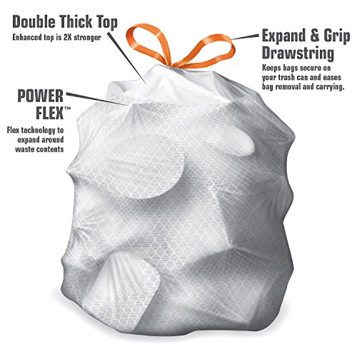 Members Mark Power Flex Tall Kitchen Drawstring Trash Bags (13 Gallon, 2 Rolls of 100 Ct, 200 Count Total), White