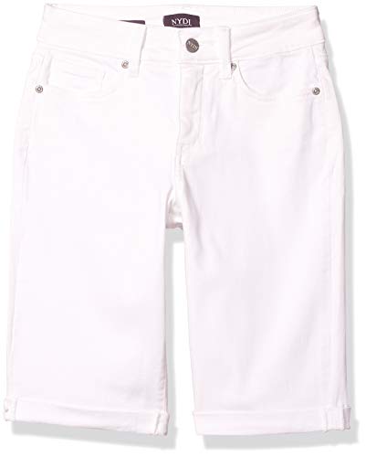 NYDJ Women's Briella Roll Cuff Jean Long Slimming Denim Shorts, Optic White, 12