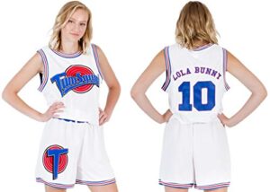 space jam tune squad logo lola bunny #10 white basketball jersey (adult x-large)