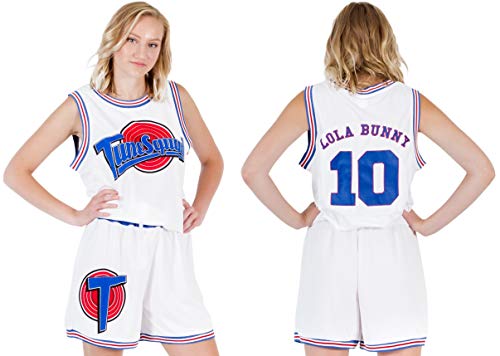 Space Jam Tune Squad Logo Lola Bunny #10 White Basketball Jersey (Adult X-Large)