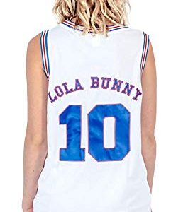 Space Jam Tune Squad Logo Lola Bunny #10 White Basketball Jersey (Adult X-Large)