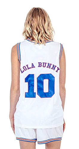 Space Jam Tune Squad Logo Lola Bunny #10 White Basketball Jersey (Adult X-Large)