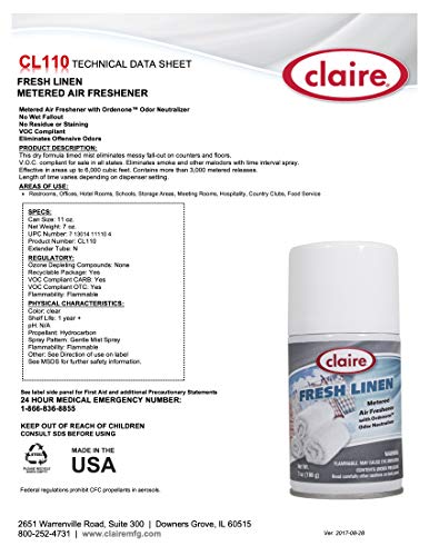 Claire Fresh Linen Air Freshener & Deodorizer; 7oz. net wt.