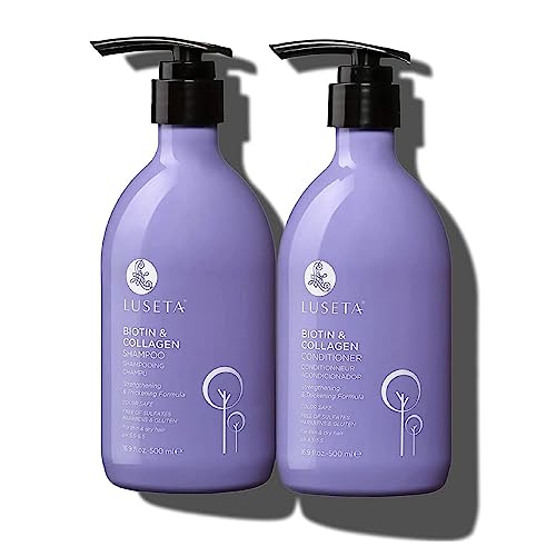 Luseta Biotin Shampoo and Conditioner for HairGrowth - Thickening Shampoo for Thinning Hair andHair Loss - Infused with Argan Oil to Repair DamagedDry Hair - Sulfate Free Paraben Free-2 x 16.9 fl oz