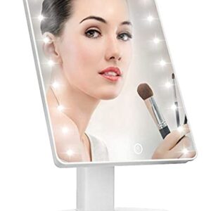 KOOKIN Lighted Vanity Makeup Mirror with 16 Led Lights 180 Degree Free Rotation Touch Screen Adjusted Brightness Battery USB Dual Supply Bathroom Beauty Mirror (White)