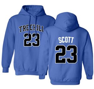 kings sports ravens basketball movie #23 nathan scott one tree hill jersey style men's hoodie sweatshirt (royal,m)