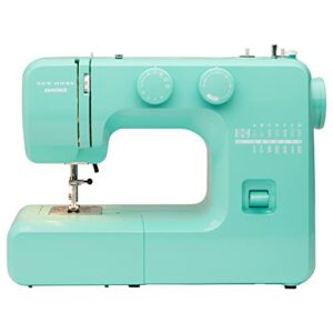 janome arctic crystal easy-to-use sewing machine with interior metal frame, bobbin diagram, tutorial videos, made with beginners in mind!, blue