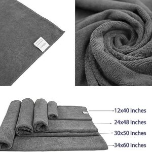 Rainleaf Microfiber Travel Towel Quick Dry Swimming Towel Ultra-Compact,Super Absorbent,Washcloths for Bathroom, Shower,Camping,Backpacking-Gray 30"x50"