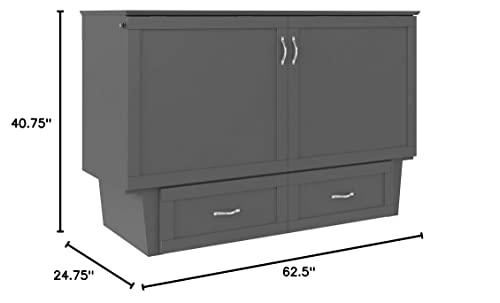 AFI Monroe Murphy Bed Chest with Charging Station, Queen, Grey