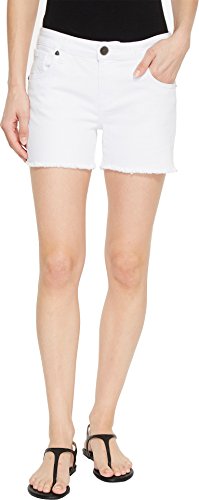 KUT from the Kloth Gidget Fray Jean Shorts Optic White 8 4