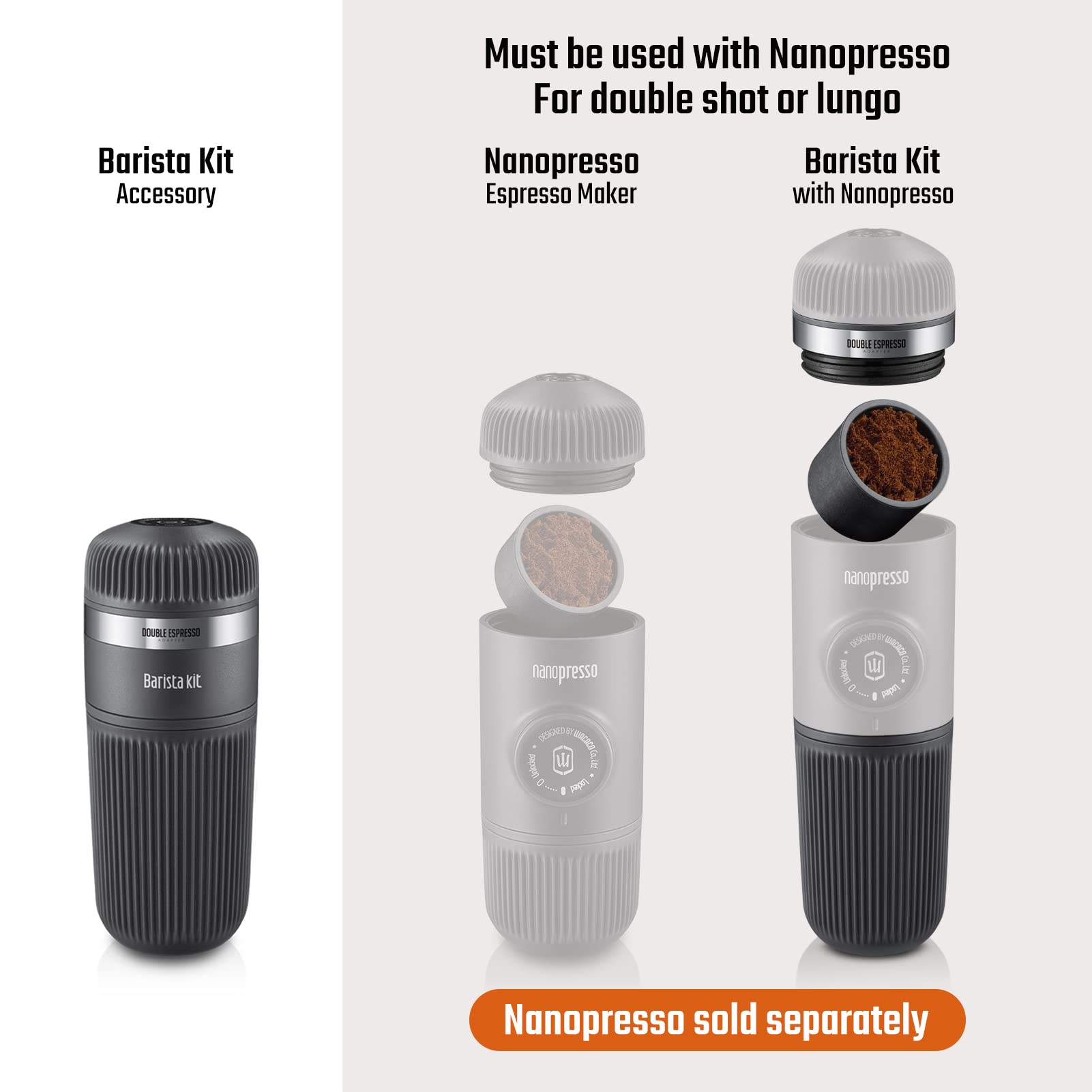 WACACO Nanopresso Barista Kit, Accessory for Nanopresso Portable Espresso Machine, Double Espresso, Lungo