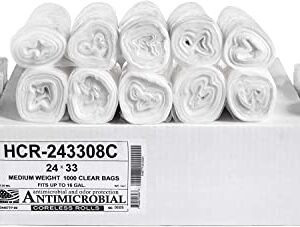 Aluf Plastics 12-16 Gallon Clear Trash Bags (1000 Count) - 24" x 33" - 8 Micron Equivalent High Density Value Garbage Bags for Bathroom, Office, Industrial, Commercial, Janitorial, Recycling