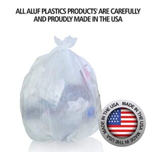 Aluf Plastics 12-16 Gallon Clear Trash Bags (1000 Count) - 24" x 33" - 8 Micron Equivalent High Density Value Garbage Bags for Bathroom, Office, Industrial, Commercial, Janitorial, Recycling