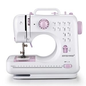 donyer power electric sewing machine portable mini with 12 built-in stitches, 2 speeds double thread, embroidery,foot pedal