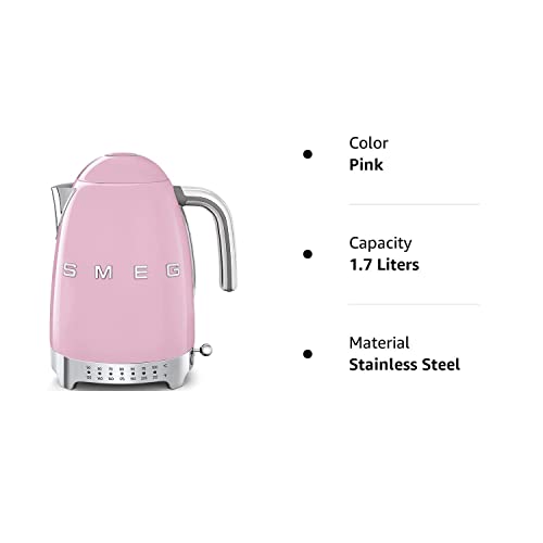 Smeg Pink Stainless Steel 50's Retro Variable Temperature Kettle