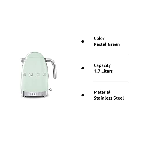 SMEG Pastel Green Stainless Steel 50's Retro Variable Temperature Kettle