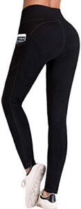 iuga high waist yoga pants with pockets, leggings for women tummy control, workout leggings for women 4 way stretch black