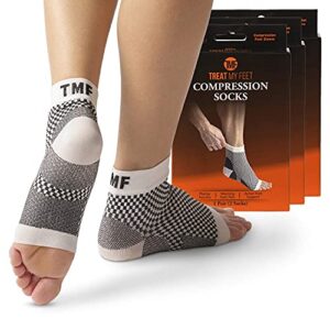 treat my feet three pairs of plantar fasciitis socks ankle compression sock improves blood circulation, achilles heel support - alternative to plantar fasciitis night splints, 3-pack, medium