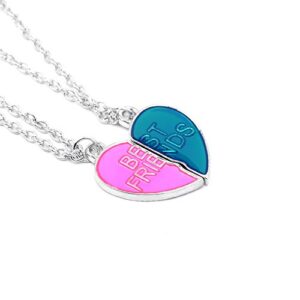 ma&sn bff best friends necklaces for 2 friendship gifts enamel pink blue heart charms best friend