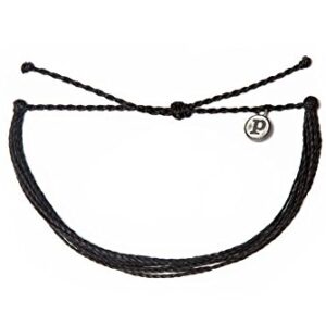 Pura Vida Solid Black Bracelet - Iron-Coated Copper Charm, Adjustable Band - 100% Waterproof