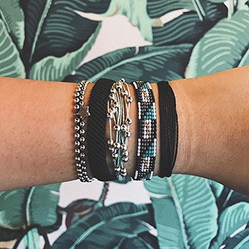 Pura Vida Solid Black Bracelet - Iron-Coated Copper Charm, Adjustable Band - 100% Waterproof