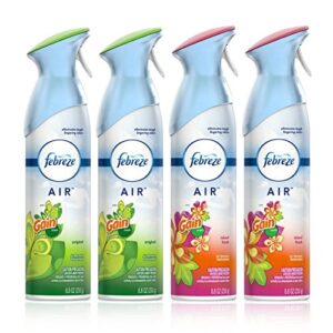 febreze air freshener and odor eliminator spray, gain original and island fresh scents, 8.8oz (pack of 4)