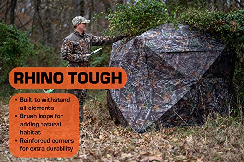 Rhino Blinds R100-MOC Tough 2 Person Outside Game Deer and Turkey Hunting Pop-Up Ground Blind, Breakup Country Camouflage