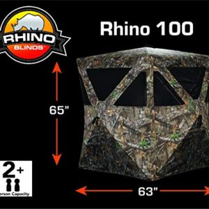 Rhino Blinds R100-MOC Tough 2 Person Outside Game Deer and Turkey Hunting Pop-Up Ground Blind, Breakup Country Camouflage