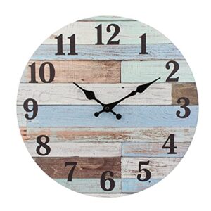 stonebriar vintage coastal worn blue 14 inch round battery operated wall clock