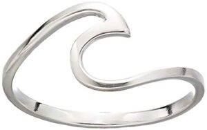 pura vida silver ocean wave ring - .925 sterling silver, summer-themed design - size 5