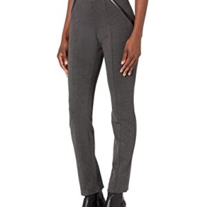 Rafaella Missy Slim Ponte Dress Pants For Women, Pull-On Waistband, 30.5” Inseam, Stretch, Comfort Fit, Flat Front (Sizes 4-16), Charcoal Heather, 16